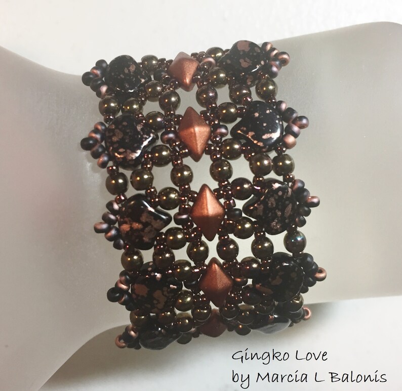 PATTERN Tutorial Gingko Love Bracelet Seed Beads Diamond Duo Gem Duo - Etsy
