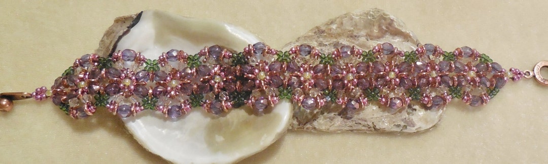 PATTERN "o" Fleur Bracelet O Beads Crystals Seed Beads Weaving - Etsy