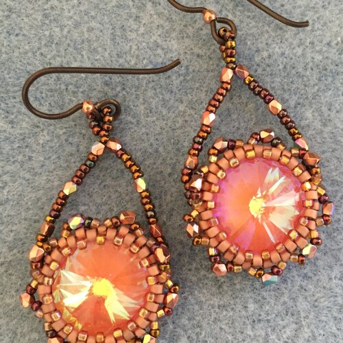 Beading Tutorial Earrings Beaded Earrings Pattern Rivoli - Etsy