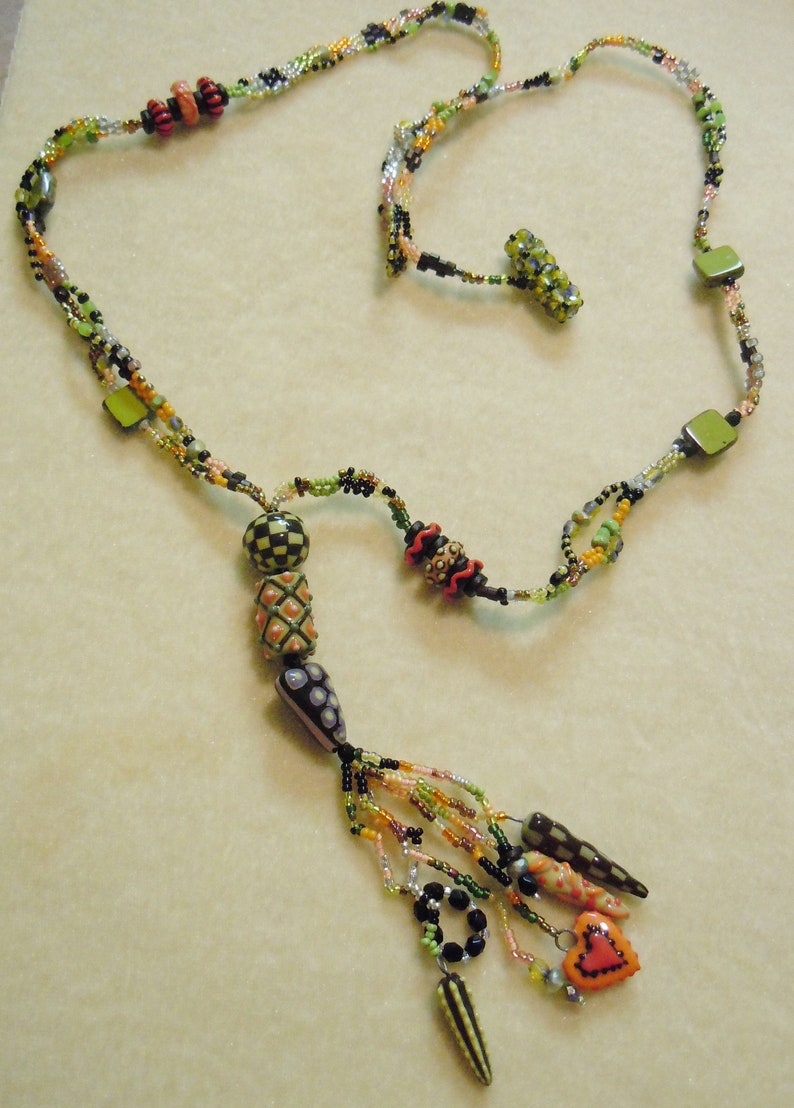 PATTERN Freeform Peyote Long FUN Necklace Tutorial Fringe - Etsy