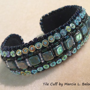 PATTERN Tutorial Bead Embroidery Cuff Bracelet for Czechmate Tiles and ...