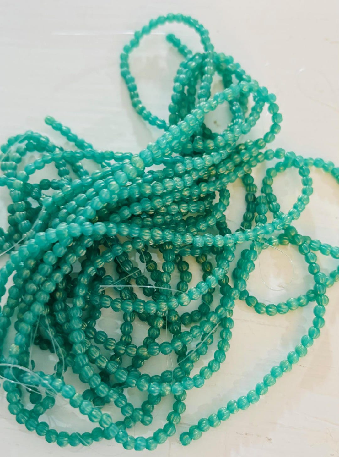 Czech Mass Melon Roundish Beads Sueded Gold Atlantis Green 3mm - Etsy