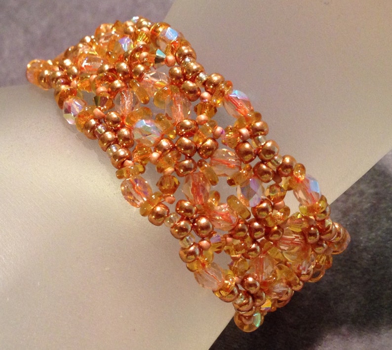 PATTERN "o" Fleur Bracelet O Beads Crystals Seed Beads Weaving - Etsy