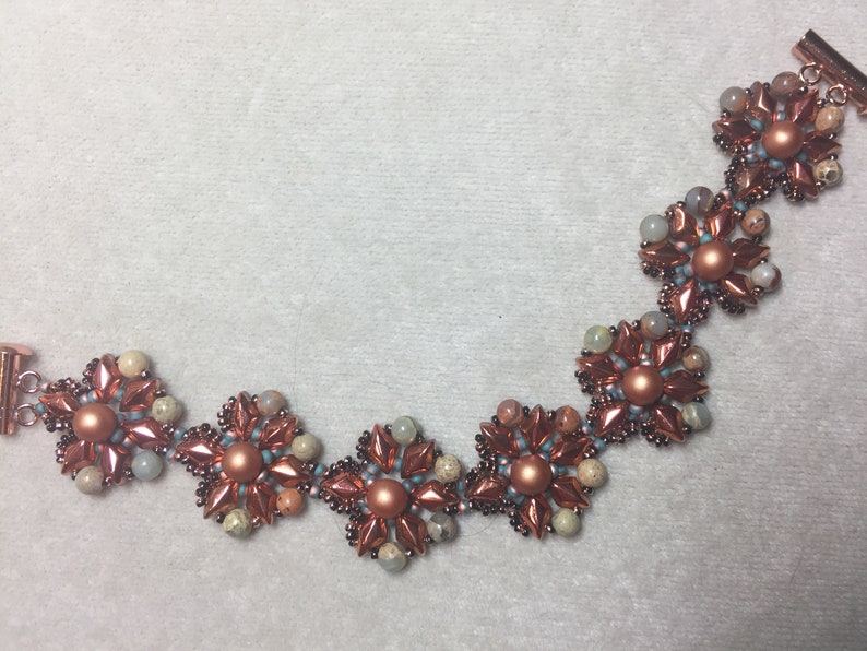 PATTERN Diamond Fleur Necklace Gem or Diamond Duo Beads Fire - Etsy