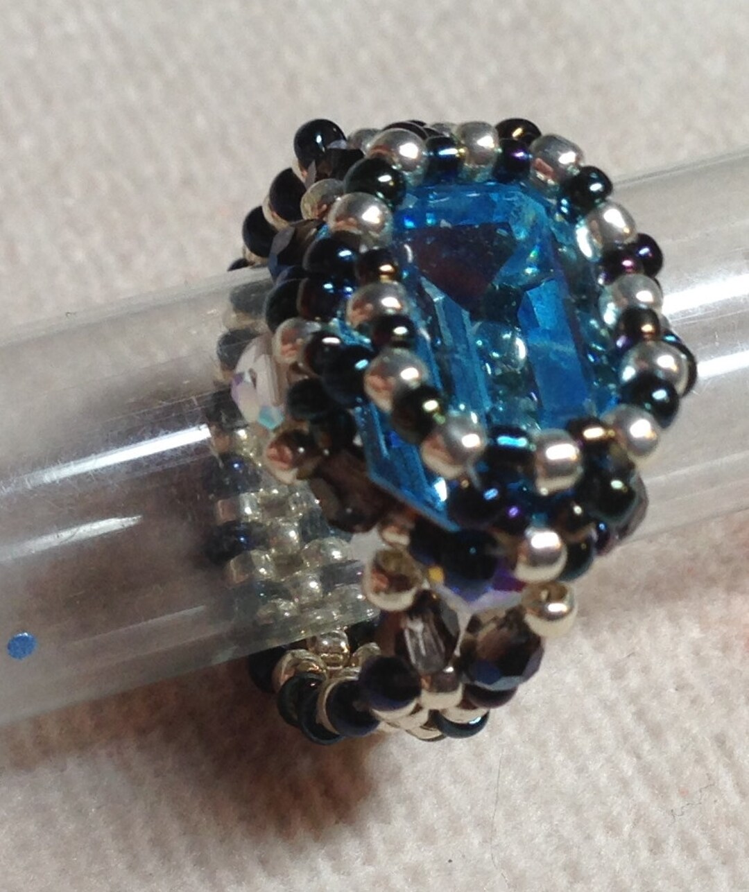 PATTERN Tutorial Bead Weaving Ring With Swarovski Crystal Stone #4610 ...