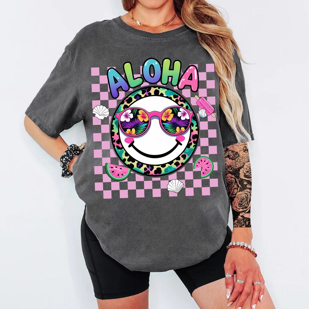 Cute Face Vacation Png, Aloha Png, Hawaiian Png, Tropical Flowers ...
