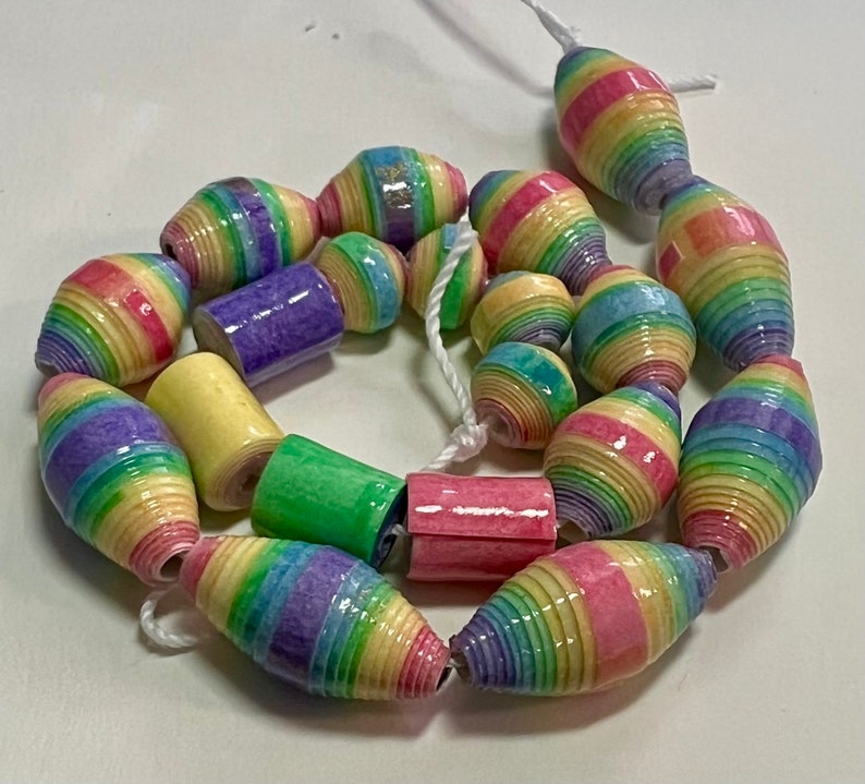 Paper Beads Handmade Hand Painted Jewelry Supplies From Watercolor ...