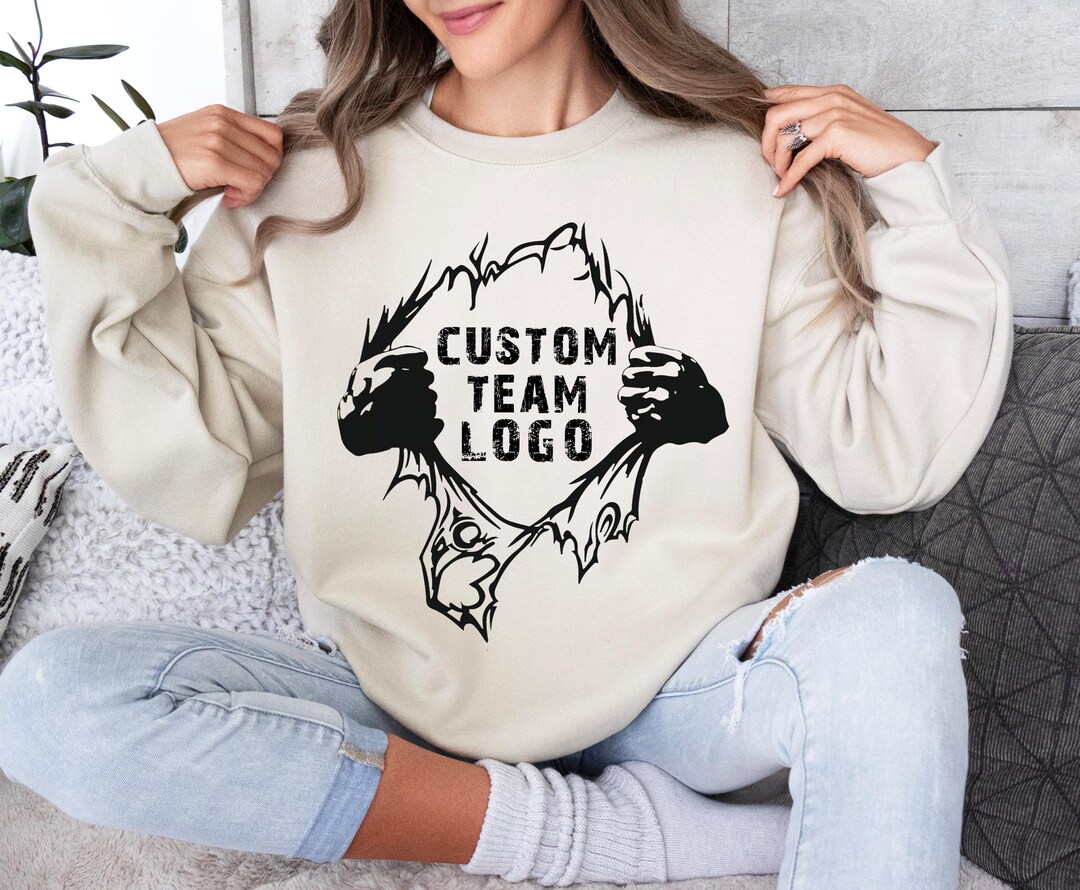 Custom Team Logo Ripped Shirt, Personalized Sports Apparel - Etsy