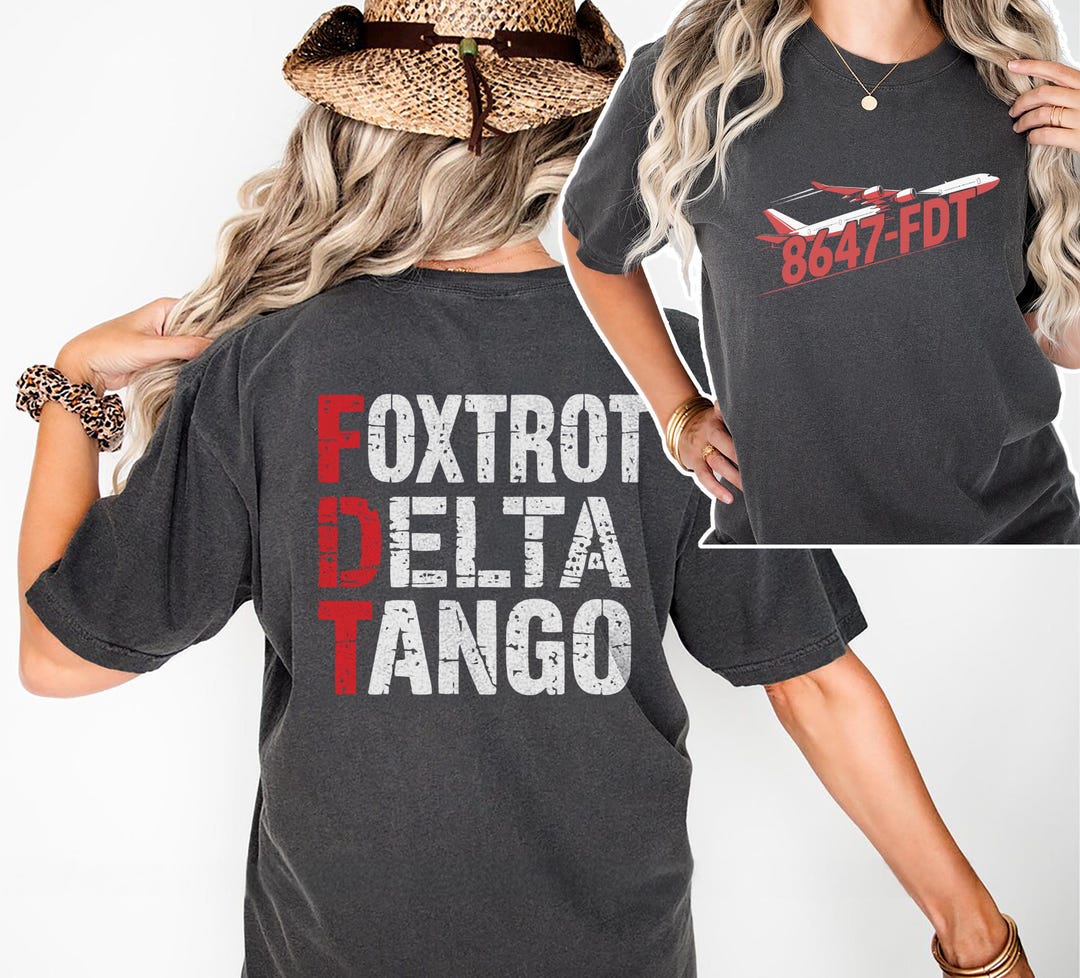 Foxtrot Delta Tango Shirt - Bold Military Phonetic Alphabet Jet Plane ...