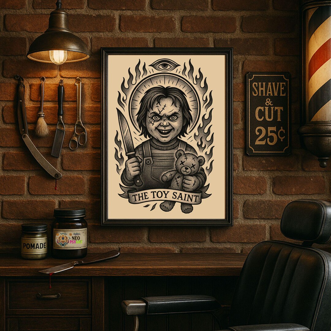 The Toy Saint – Creepy Doll Art Print, Tattoo Flash Horror Poster ...