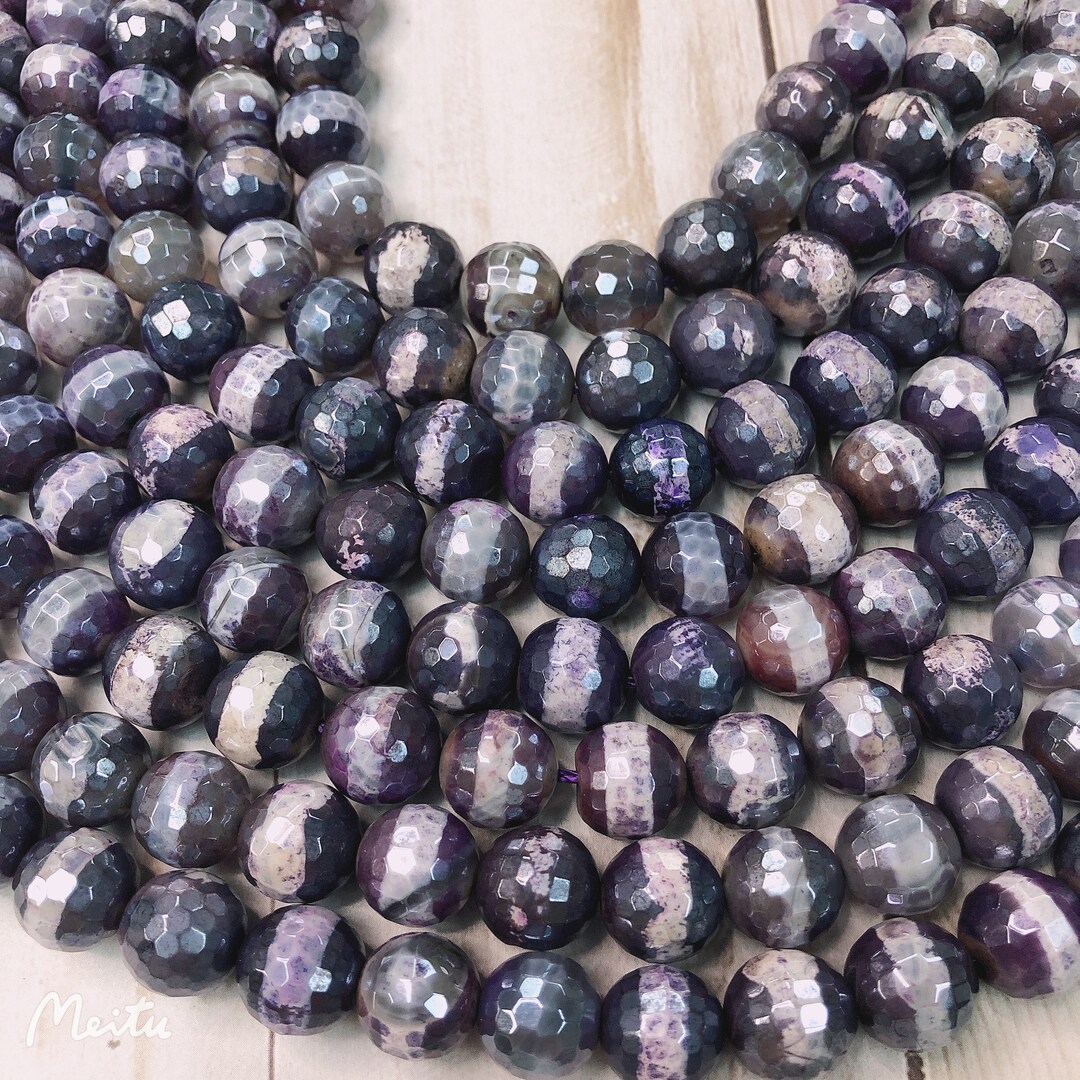 12mm Electroplated Mystic Color Tibetan Agate Beads, Faceted Round - Etsy