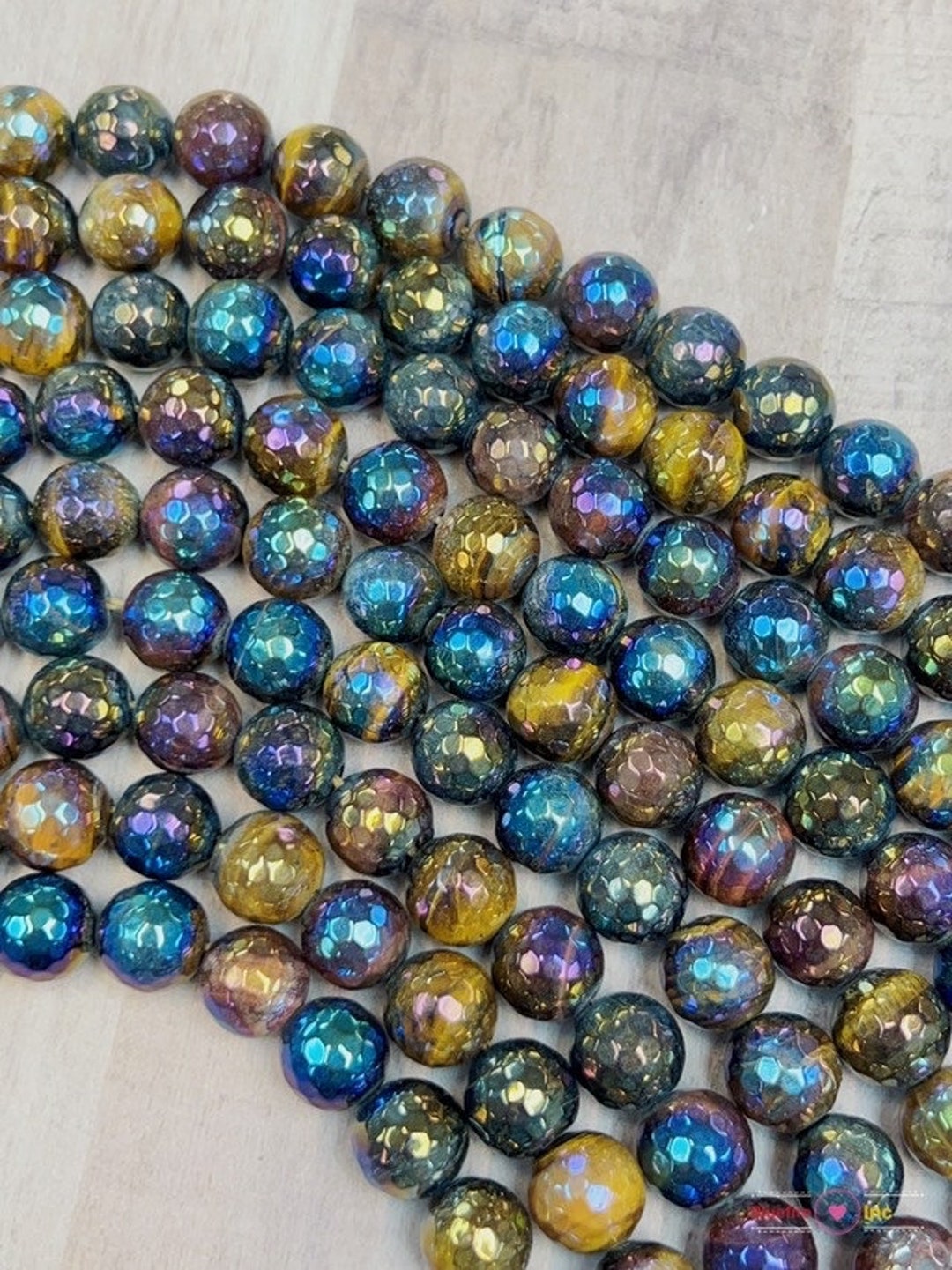 10mm Mystic Color, Mystic Electroplated Natural Tiger's Eye Beads ...