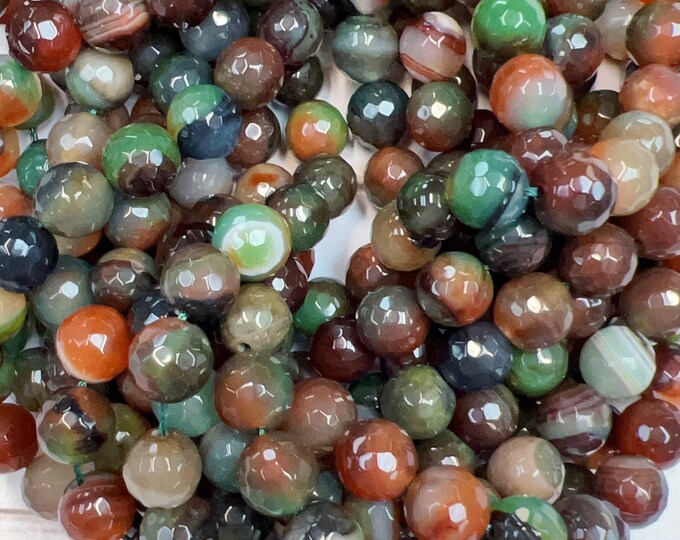 12mm Multi Color Agate Beads, Round Faceted - Etsy