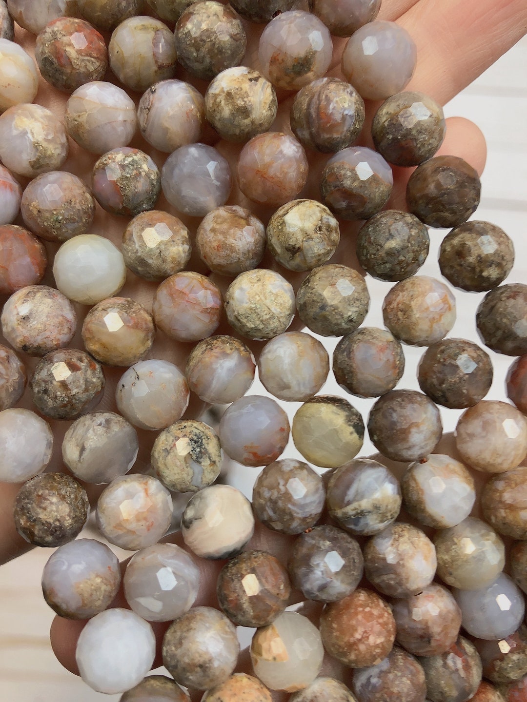 Thunder Egg Jasper Beads, Natural Stone, Round Faceted Beads, 8mm,10mm ...