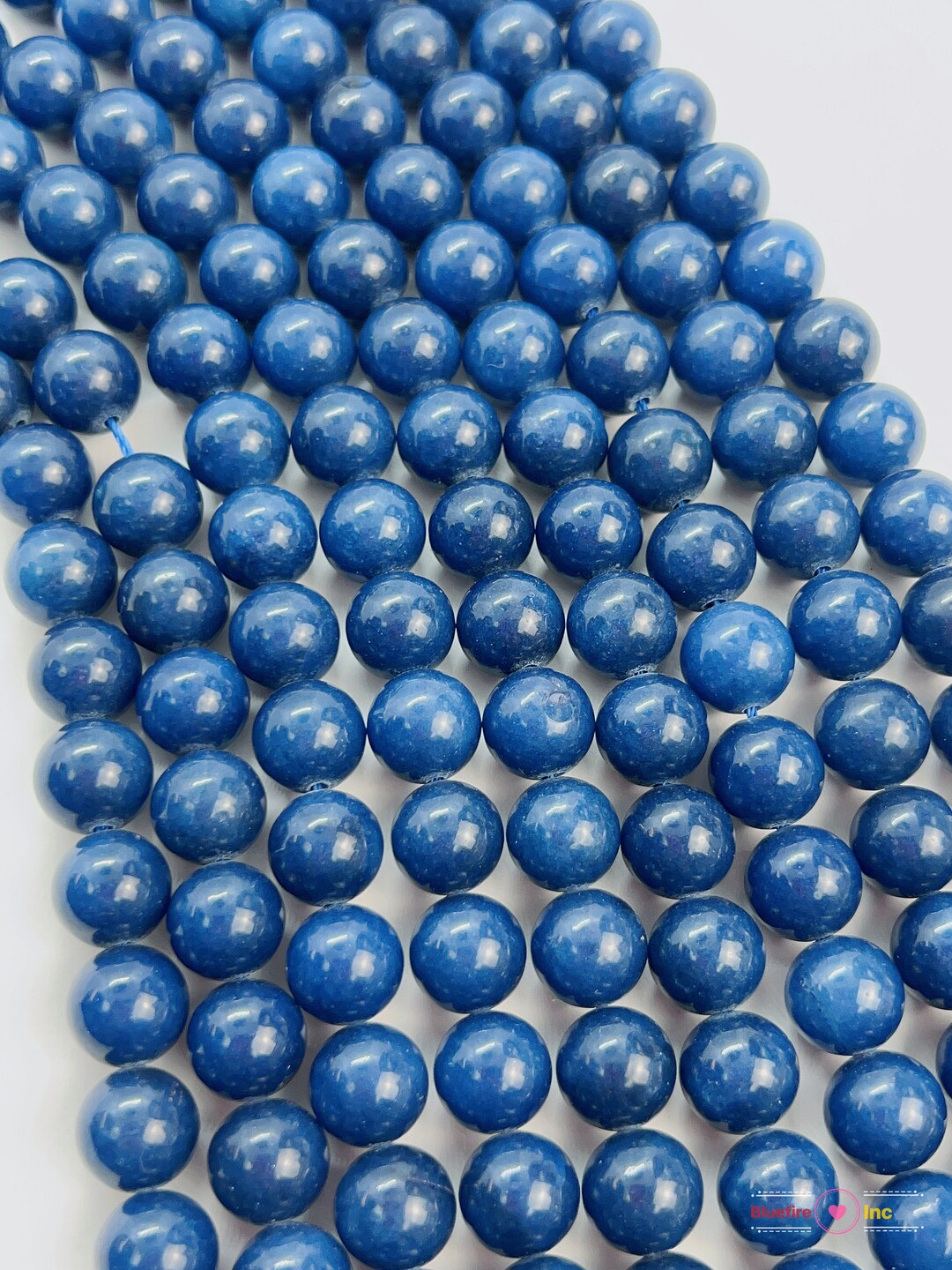 10mm Natural Jade, Blue Color, Smooth Round 15.5" Long - Etsy