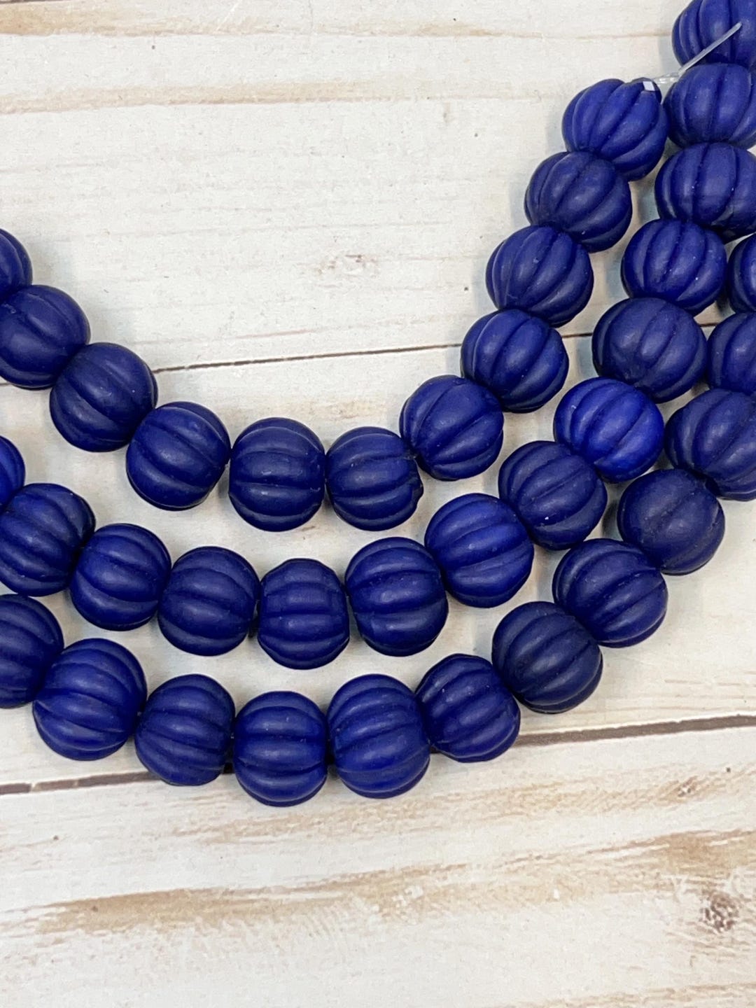 Royal Blue Color Fused Recycled Glass Beads - African Glass Beads ...