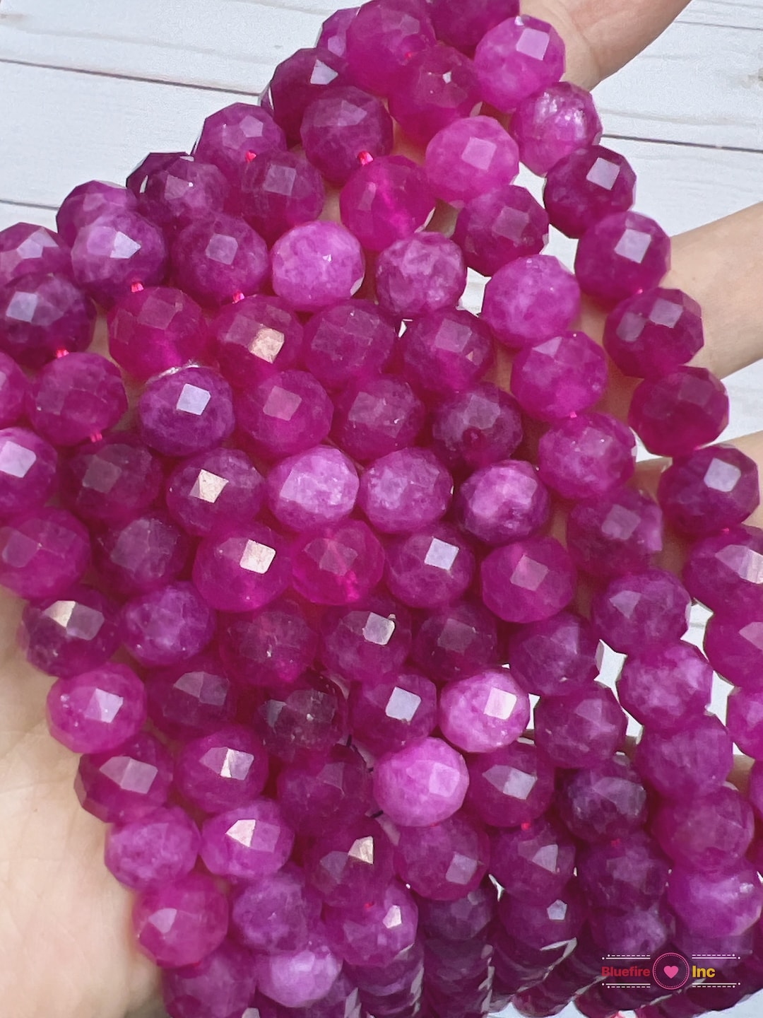 Natural Fuchsia Color Quartz Gemstone Bead Faceted 10x7mm Rondelle ...