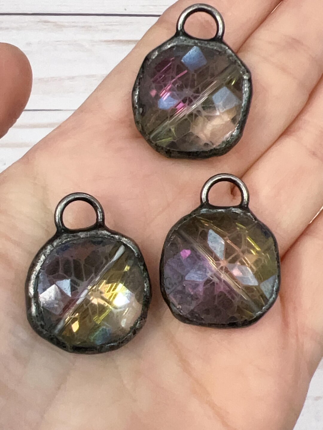 Hand Soldered Crystal Charm/pendant - Etsy