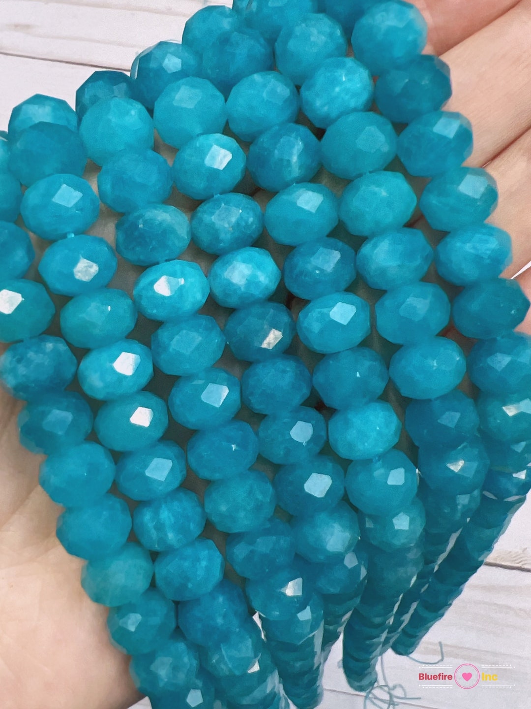 Natural Aqua Blue Quartz Gemstone Bead Faceted 10x7mm Rondelle Shape ...