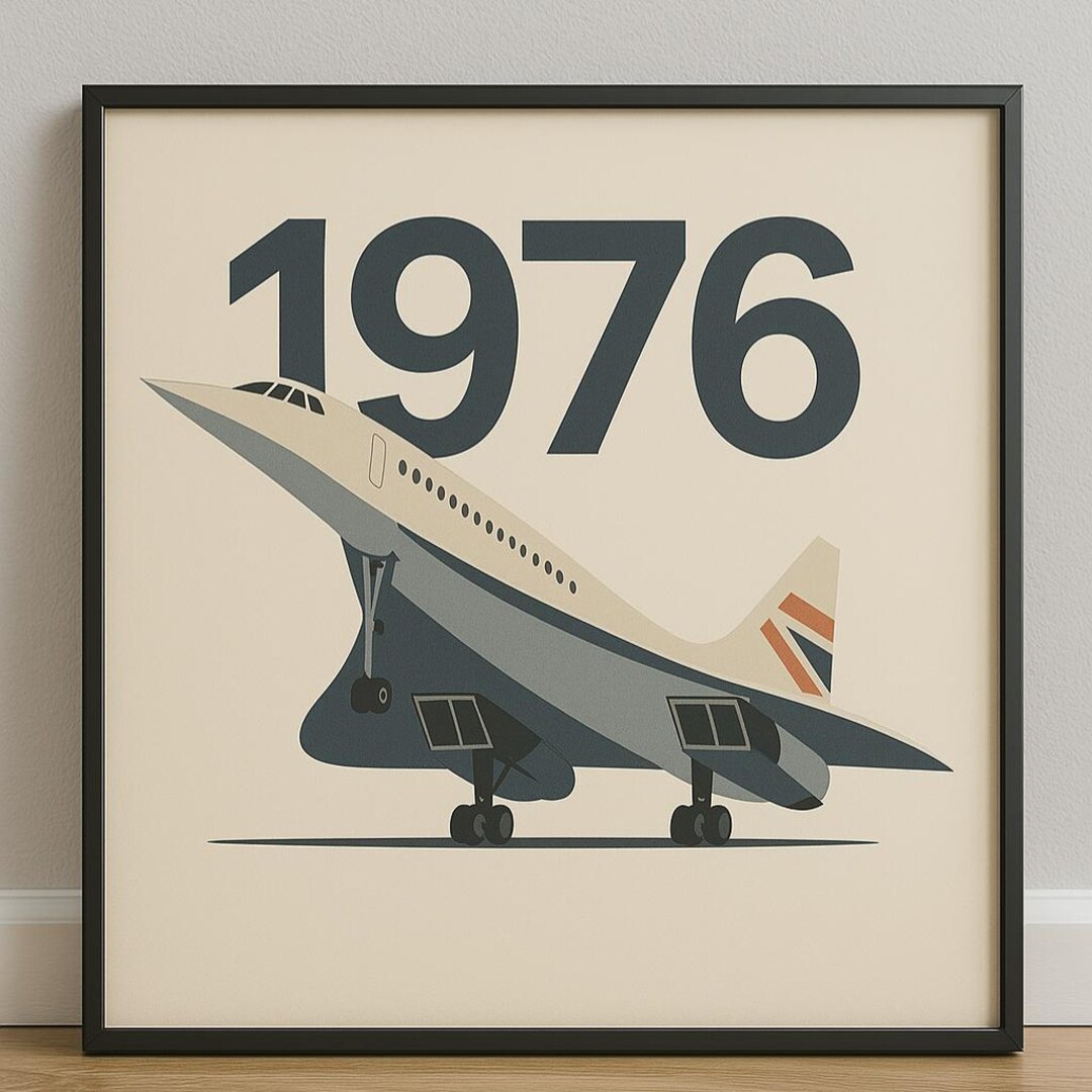 Concorde Poster – 1976 Digital Download – Retro Supersonic Plane Wall ...