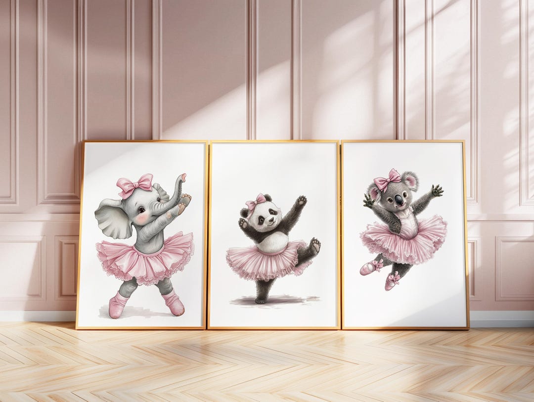 Ballet Animals Wall Decor, Baby Nursery Printable Wall Art Set, Cute ...