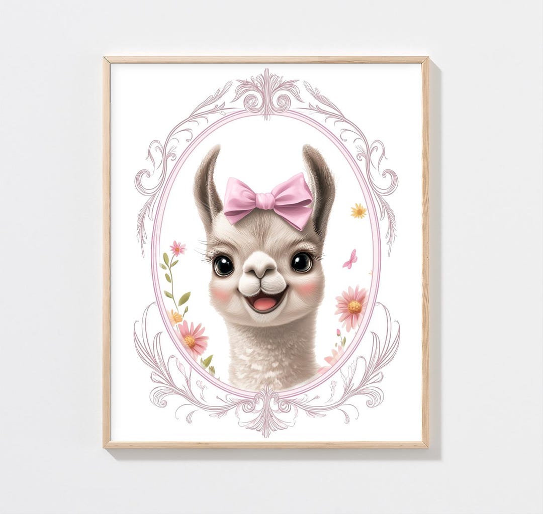 Llama Nursery Wall Art, Cute Llama Girl Room Wall Decor, Llama Theme ...