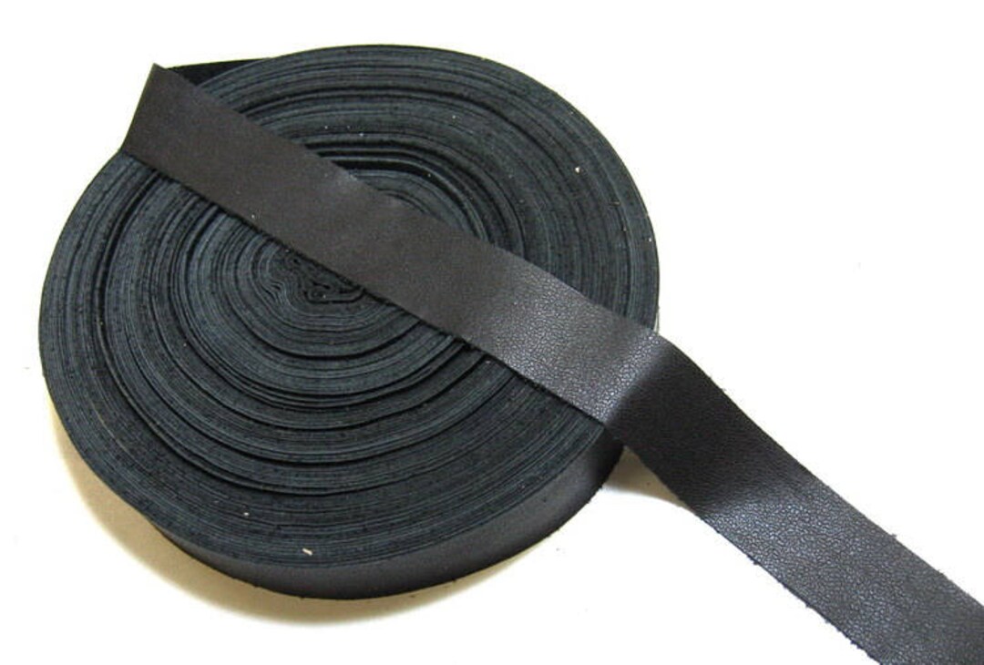 1" Flat, Cowhide Leather Binding in Black Lamb Touch (3 YDS) 1000NDB ...