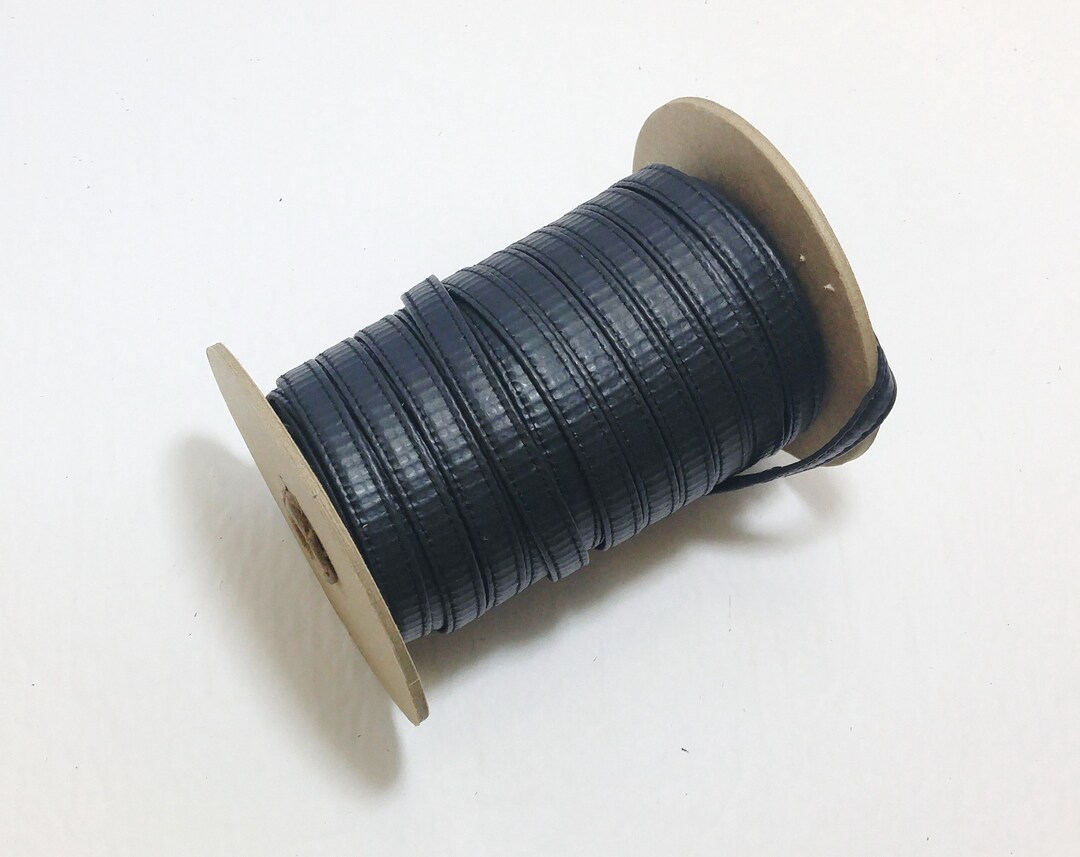 3/8" Quadruple Fold Stitched Black Reinforced PVC Stripping in (5 Yards ...