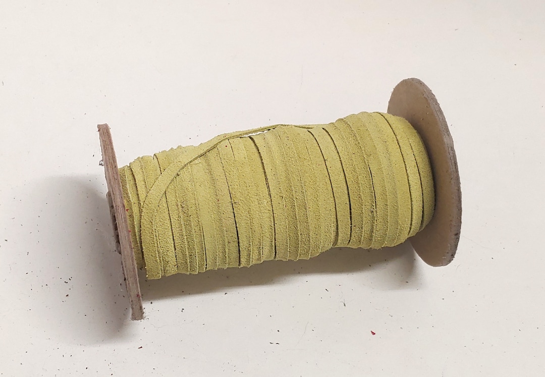 3/16" Flat Split Cow Suede Lacing in Yellow (10 Yds) 0187ND4; Leather ...
