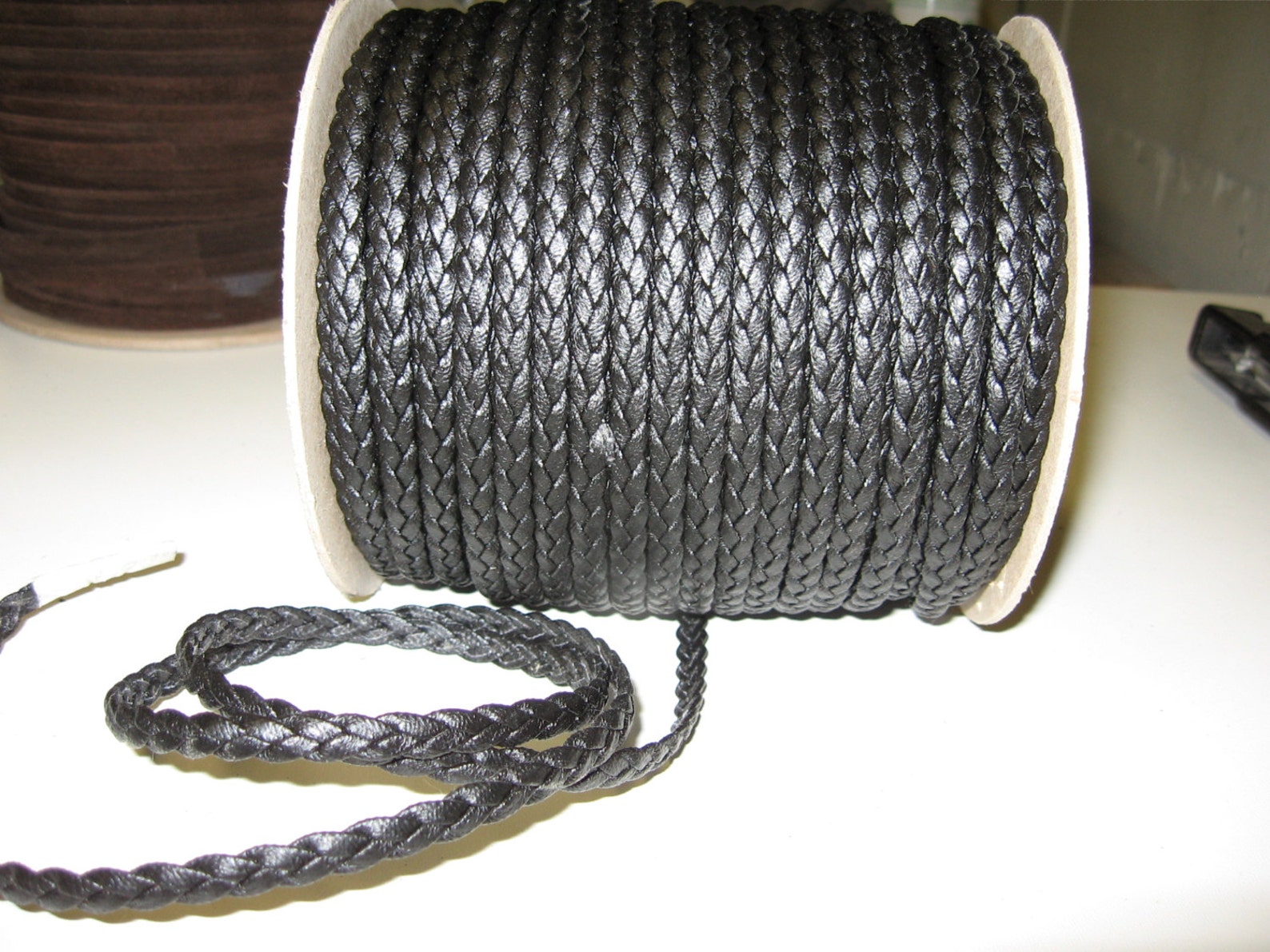 Braided Polyurethane: 3 Strands of 1/8" Folded & Reinforced, Black (3 ...