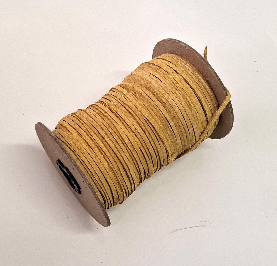 1/8" Flat, Calf Suede Leather Lacing in Yellow Gold (10 YDS) 0125NP5 ...
