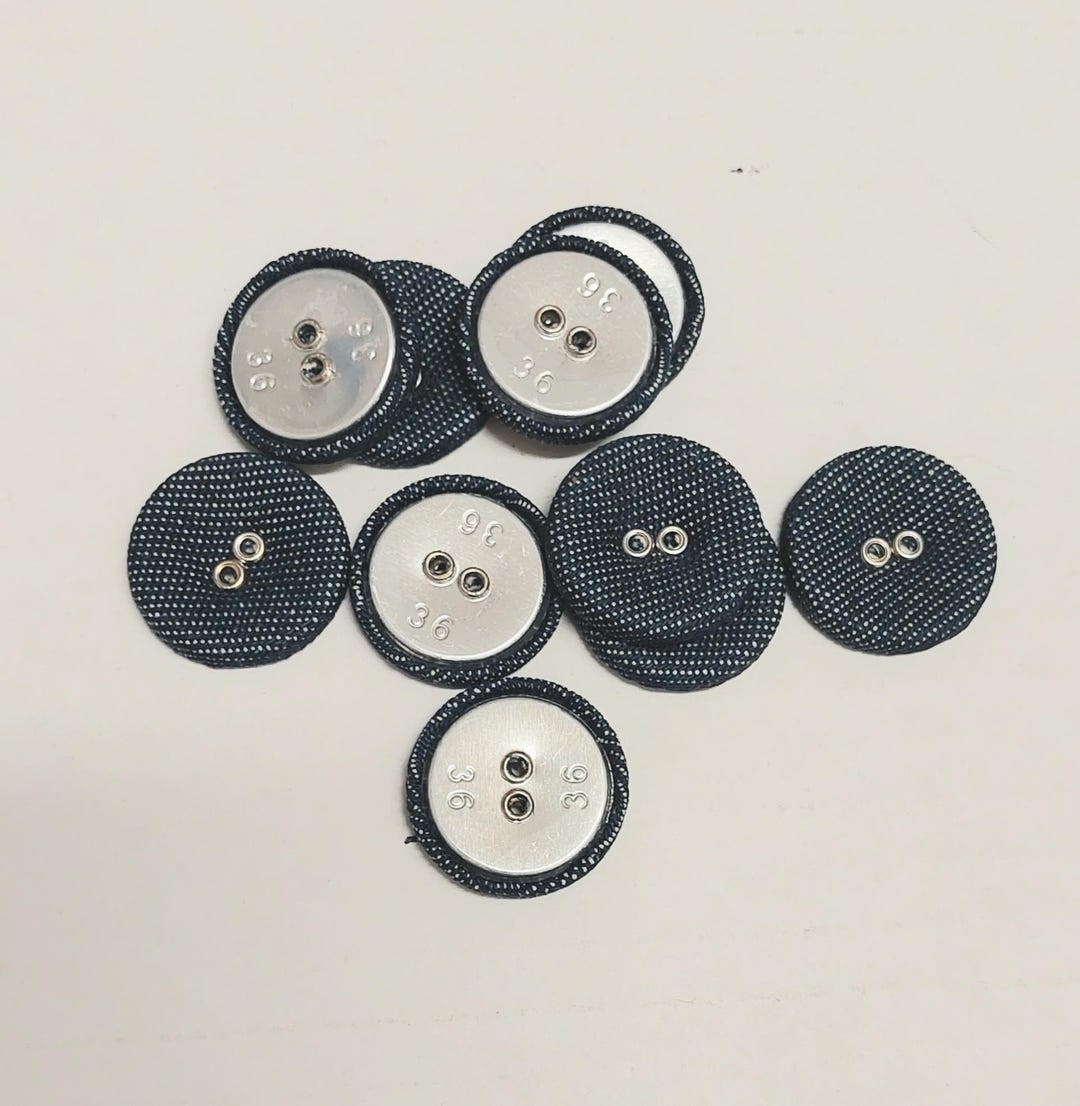 Denim Fabric Covered Buttons With Nickel Eyelets (10 PC.) Choose Your ...