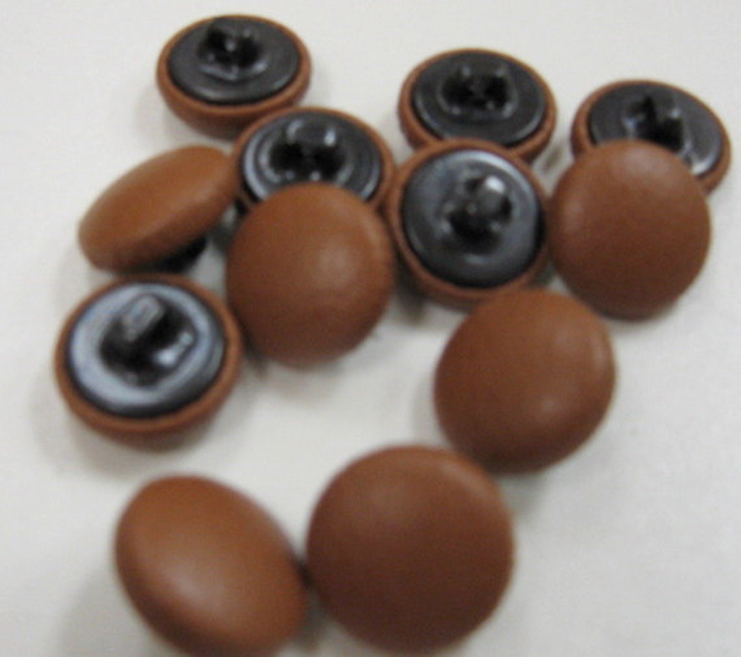 10 Cowhide Leather Covered Buttons 24 Line, Dark Cognac 5/8