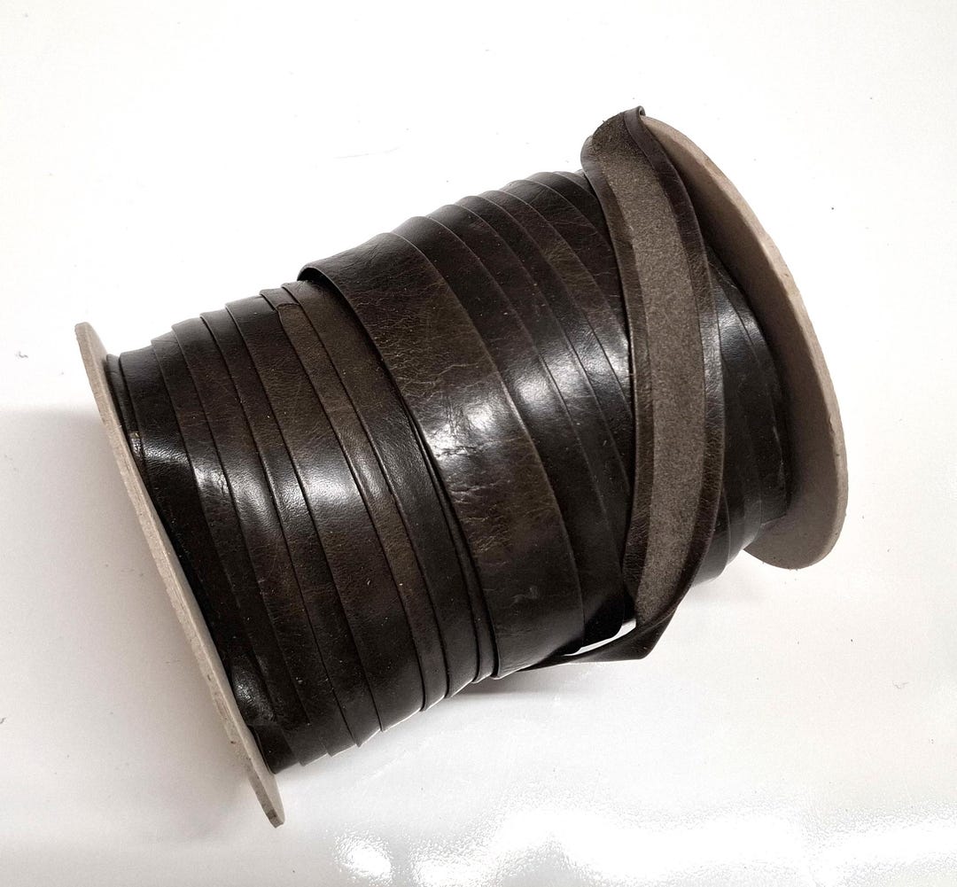 1" Wide Open Fold Genuine Leather Dark Brown Glossy UPL ( 2 YDS ...