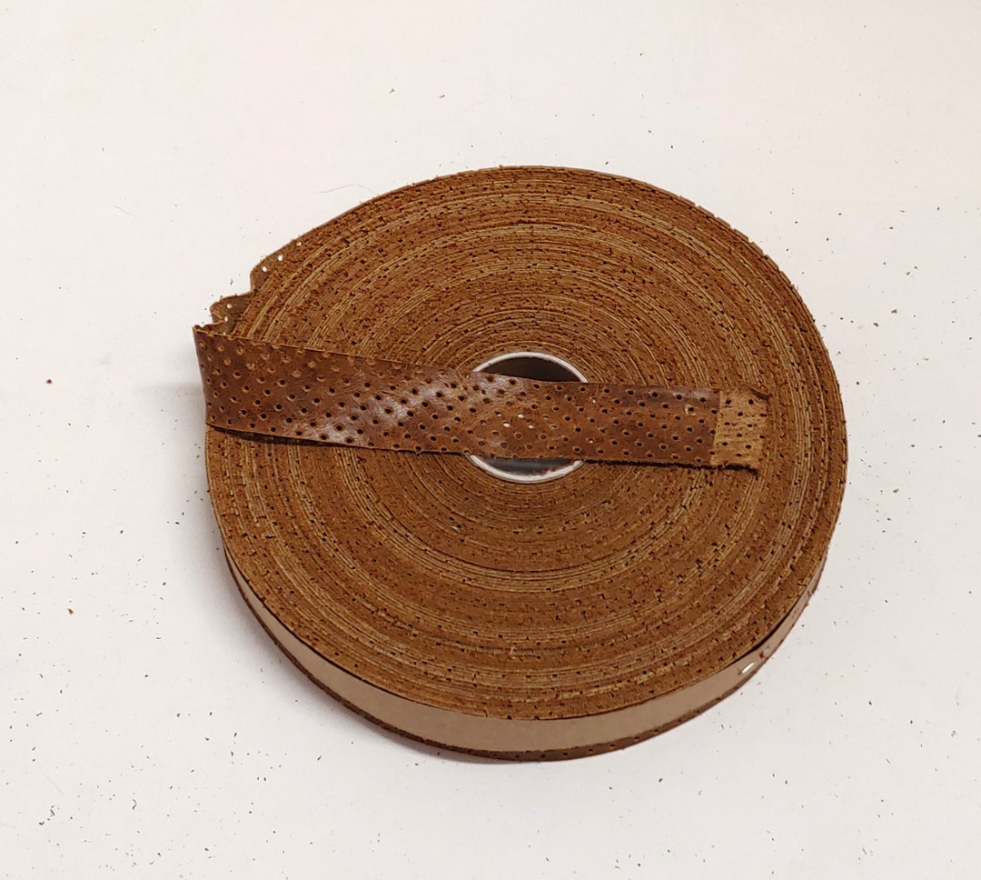 1-1/4" Flat, Perforated Cowhide Leather Edge Binding in Cognac UPL (2 ...