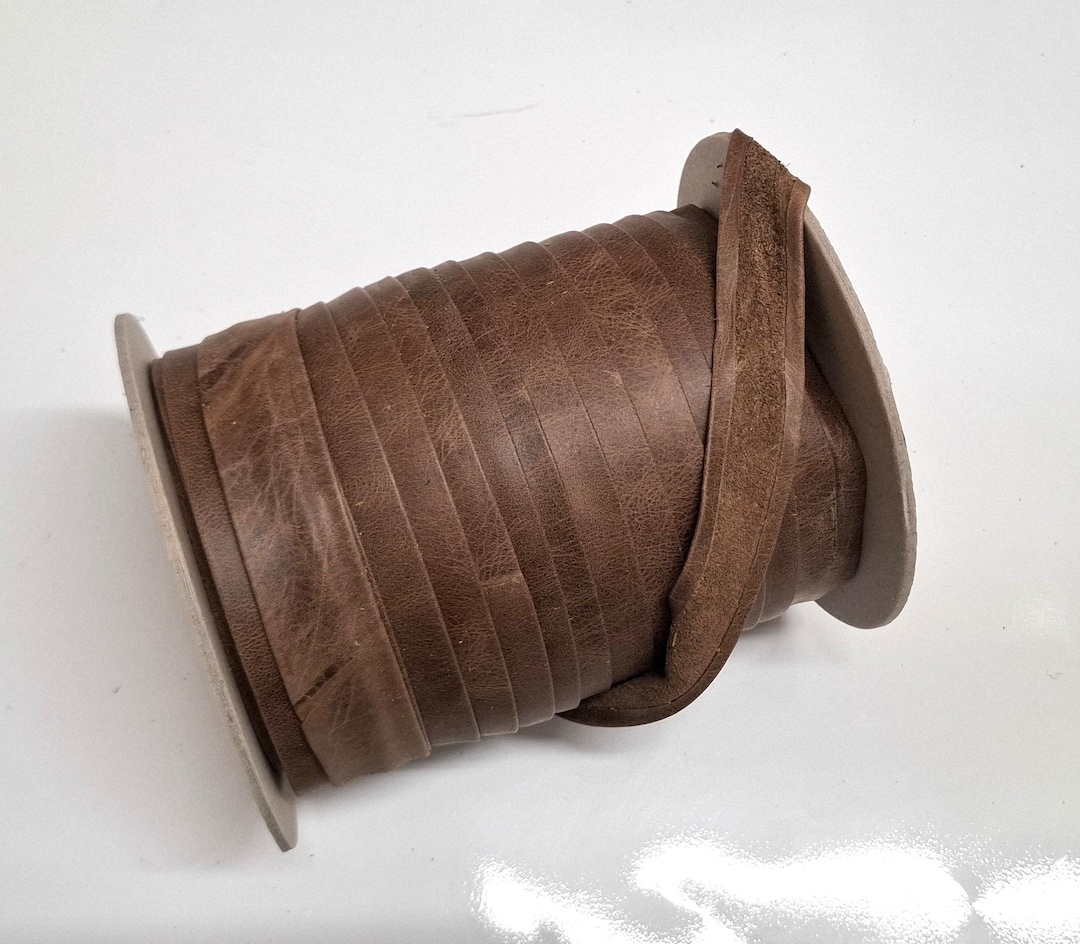 1" Wide Open Fold Genuine Leather Distressed Sepia UPL ( 2 YDS) 3069XCE ...
