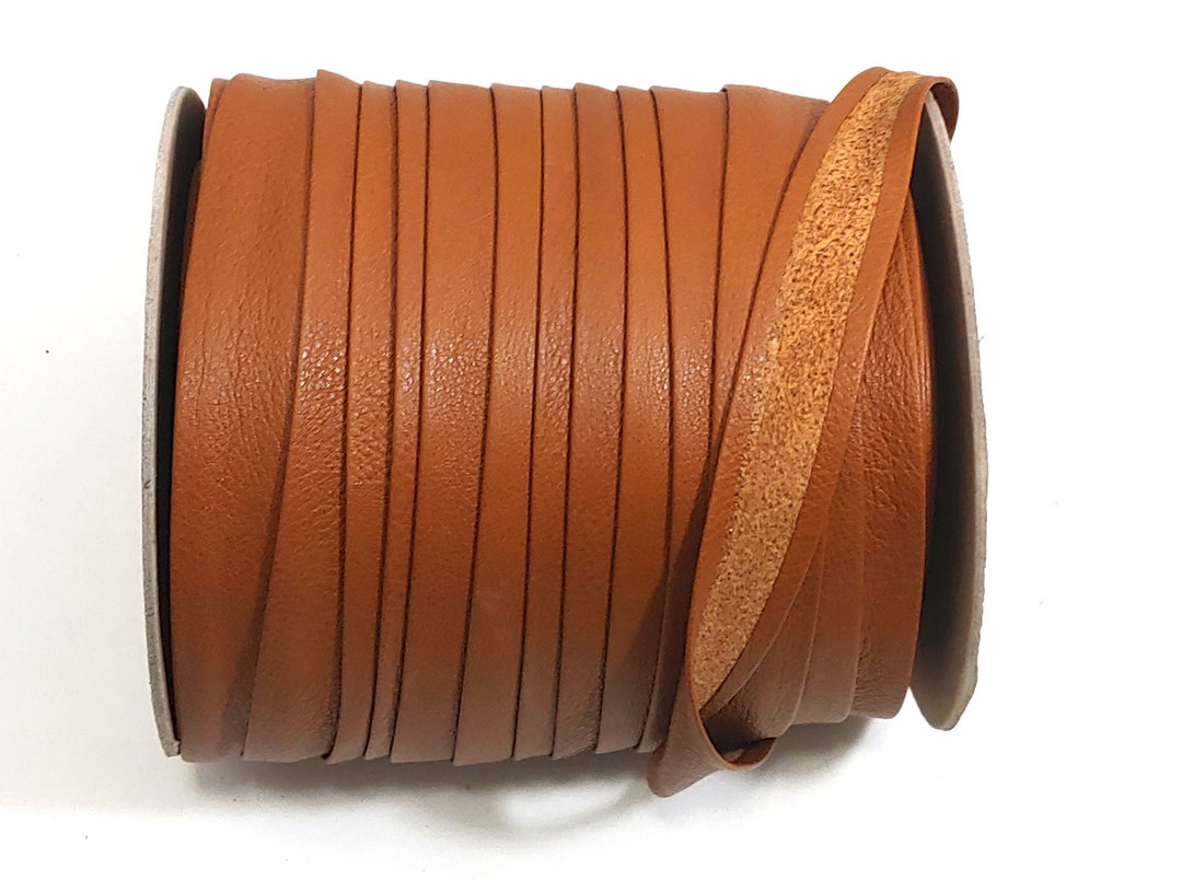 1" Wide Open Fold Genuine Leather Binding in London Tan ( 2 YDS ...