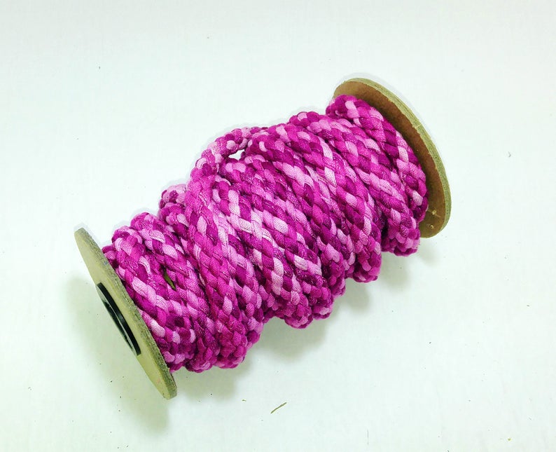 8 Strand Round Braid in Pink Lycra Knit 2 YDS Straps - Etsy