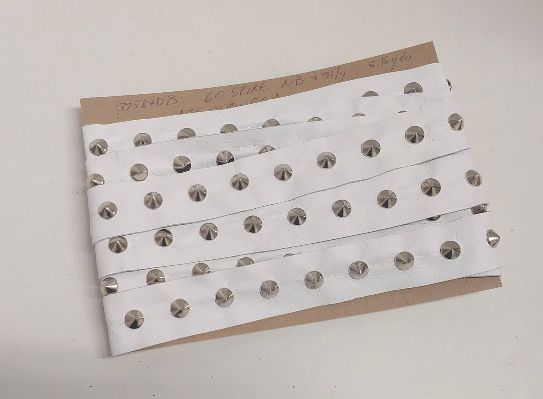 1-1/2" Wide Genuine Cowhide Leather Trim With 60 Spike Silver Nailhead ...