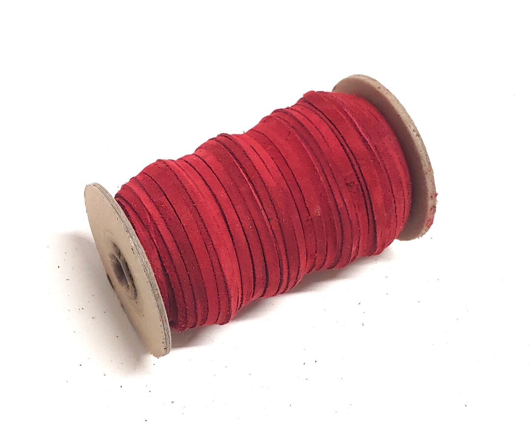 3/16" Flat Split Cow Suede Lacing in Red (5 Yds) 0187ND4; Leather ...