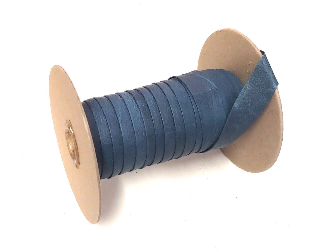 1" Wide Open Fold Genuine Leather Binding in STONEWASH Blue (2 Yards ...