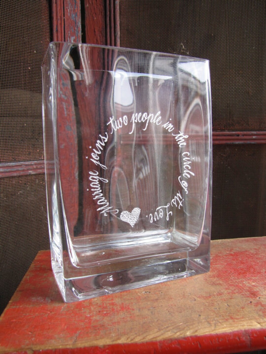 Hand Engraved Glass Vase Tall - Personalized - Large Initial, Words or ...