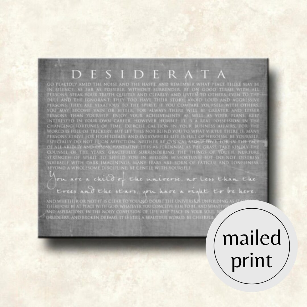 DESIDERATA Print Alone Ready to Frame You Are a Child of the Universe ...