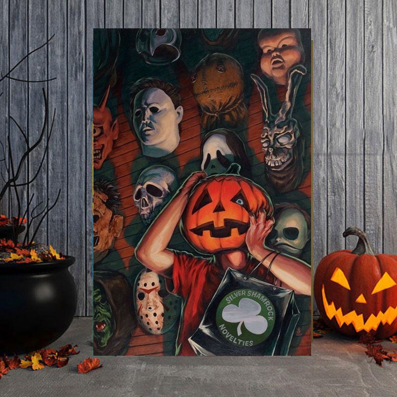 Halloween Horror Movie Characters Poster Canvas, Halloween Jack O ...