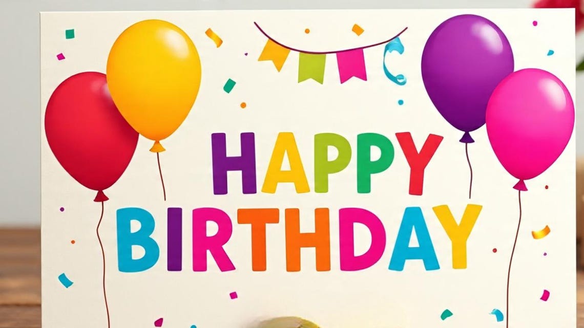 Printable Happy Birthday Card PDF – Instant Download, Bright Colorful ...