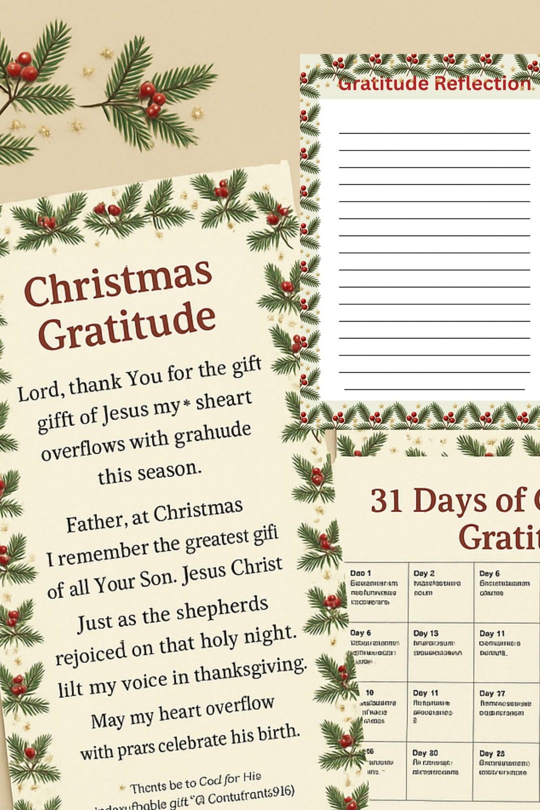 Christmas Gratitude Journal Bundle: Holiday Reflection, Prayers ...
