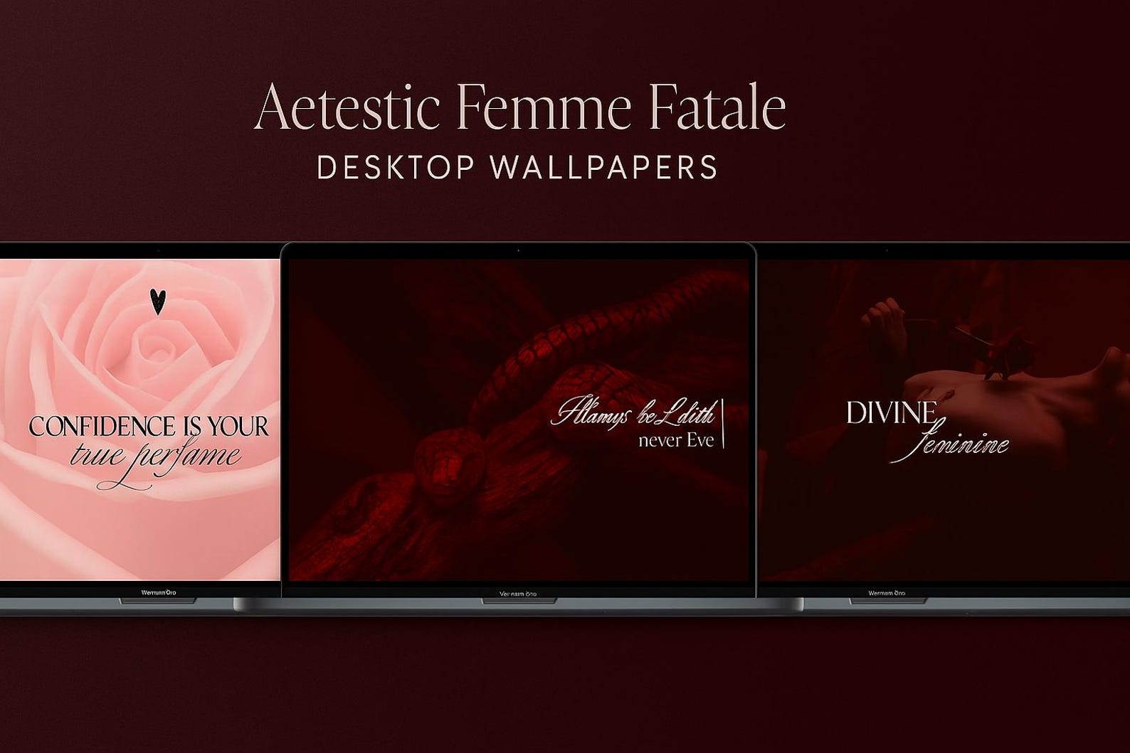 Femme Fatale Aesthetic Desktop Wallpapers – Empowering Digital Art Set ...