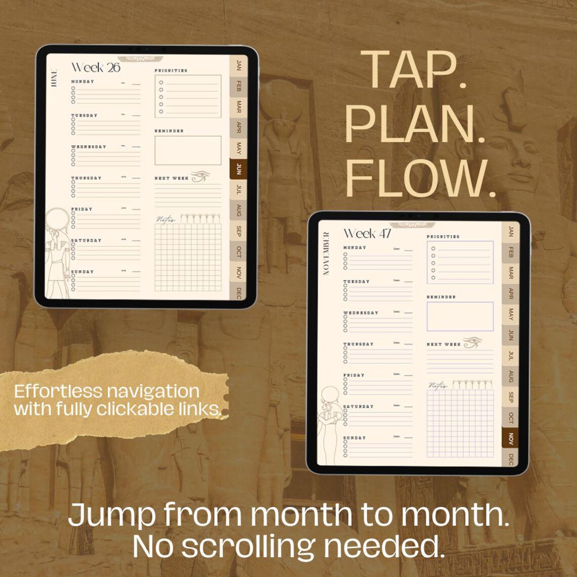 2025 Digital Planner Egyptian Theme | Mystical Monthly Covers ...