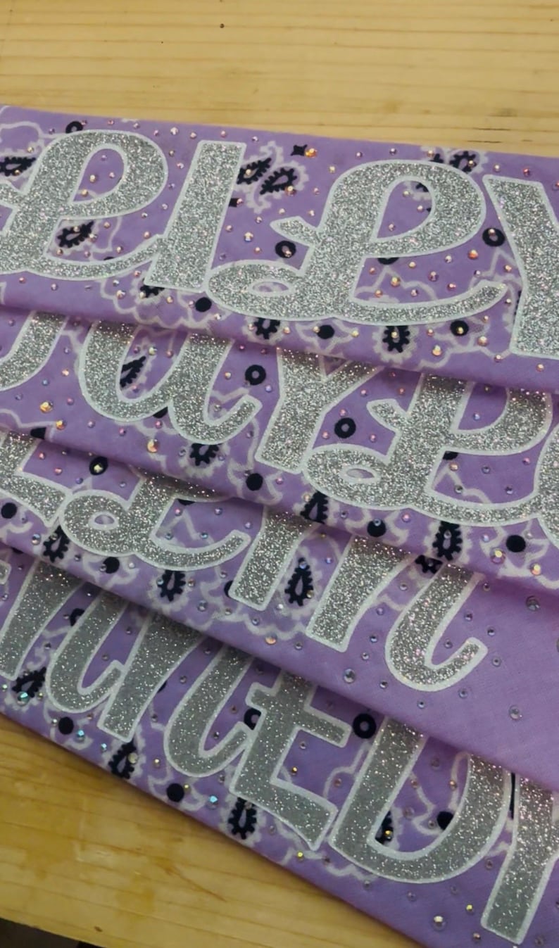 Personalized Bandana With Rhinestones for Cheer, Sports, Dance, Bandana ...