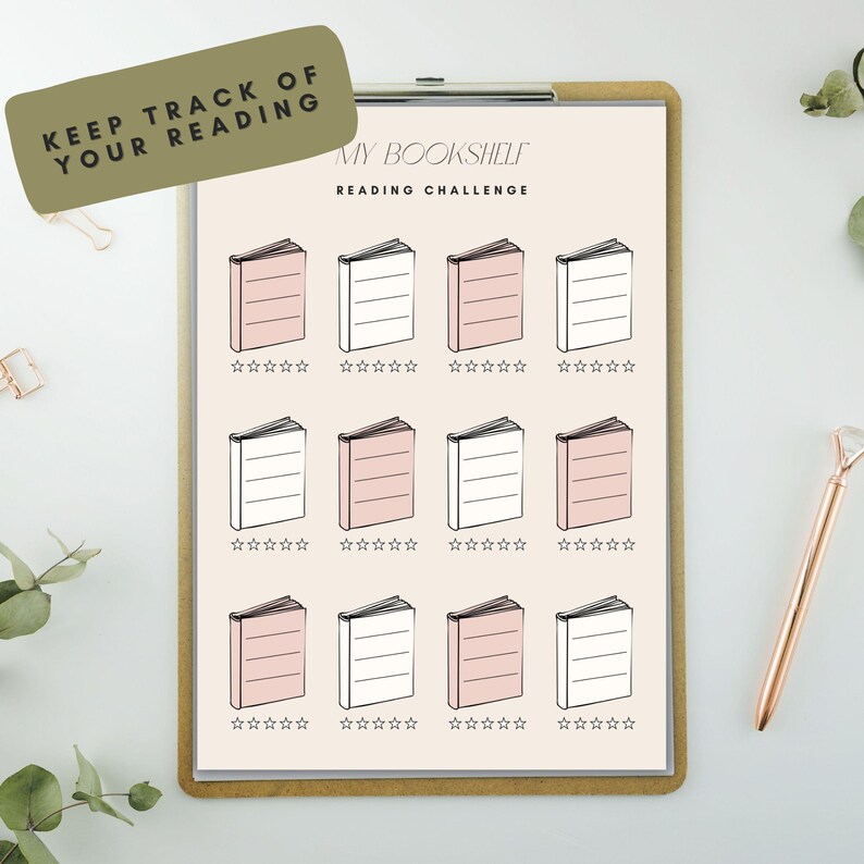 Reading Tracker Printable: Bookshelf Reading Challenge (digital ...